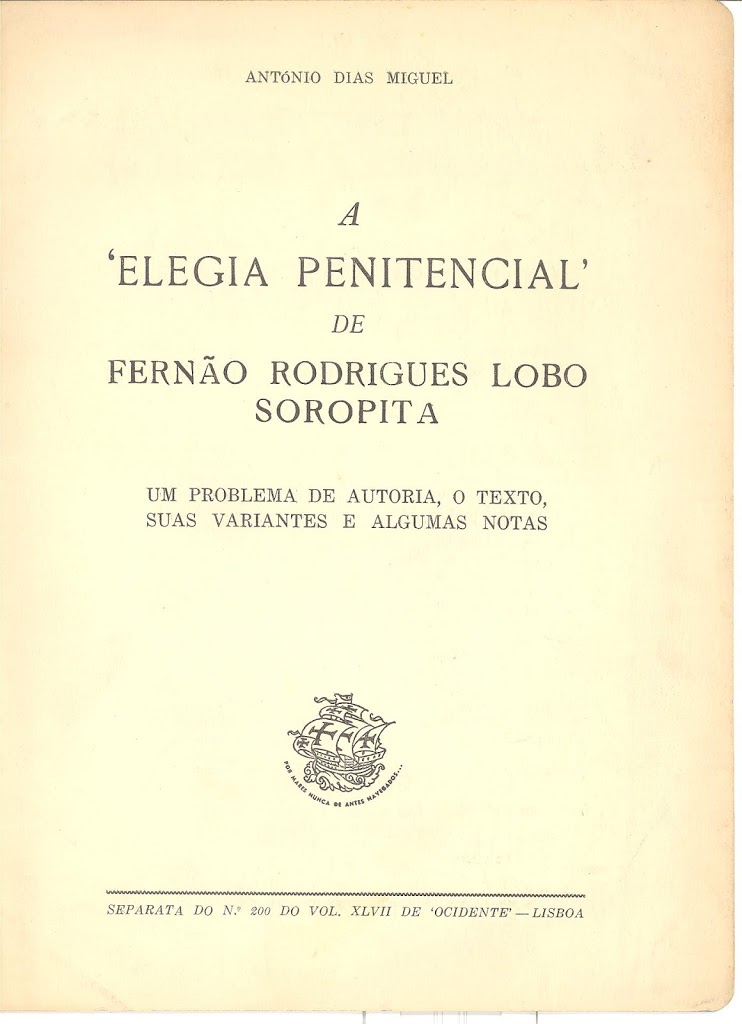 Elegia Penitencial de Fernão Rodrigues LoboSoropita | Fundação Troufa ...