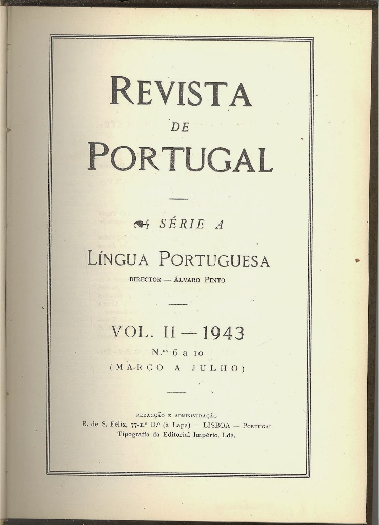 Revista de Portugal Série A, Lingua Portuguesa Vol. II de 1943 ...